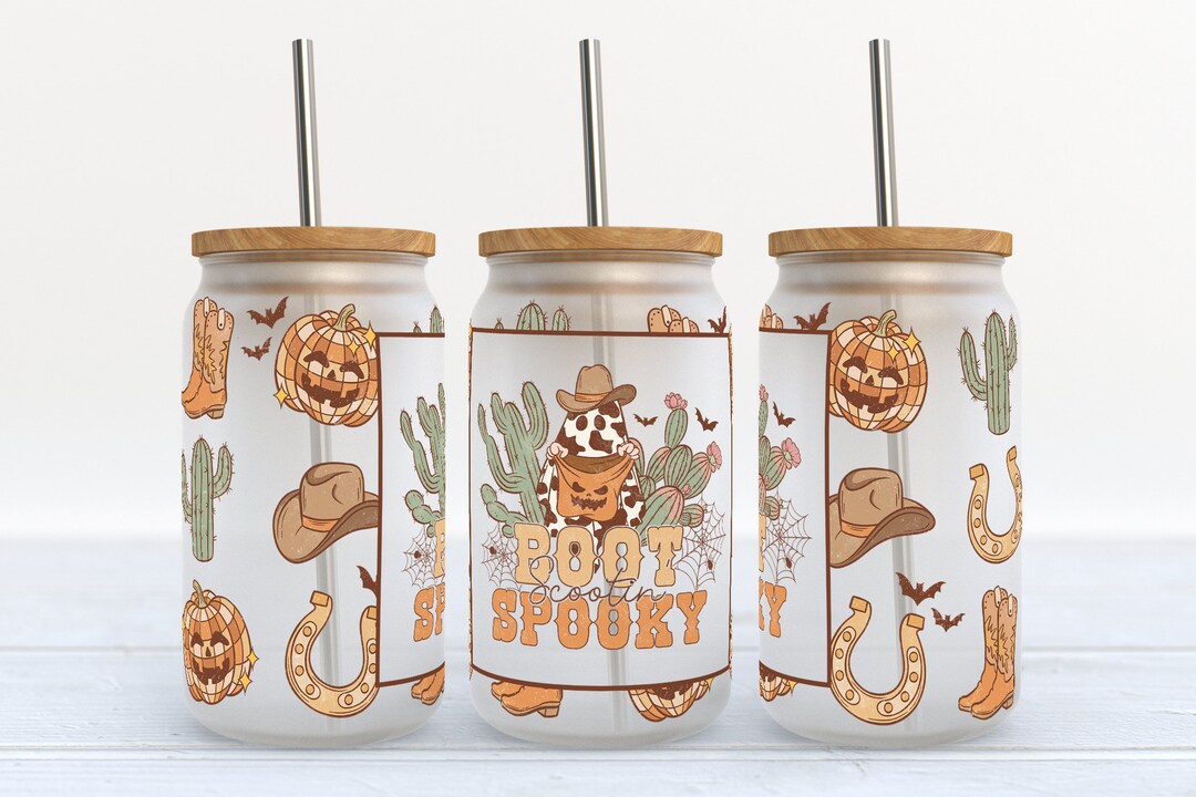 Boot Scootin Spooky - Western - Halloween - 16 Oz Libbey Glass Can ...