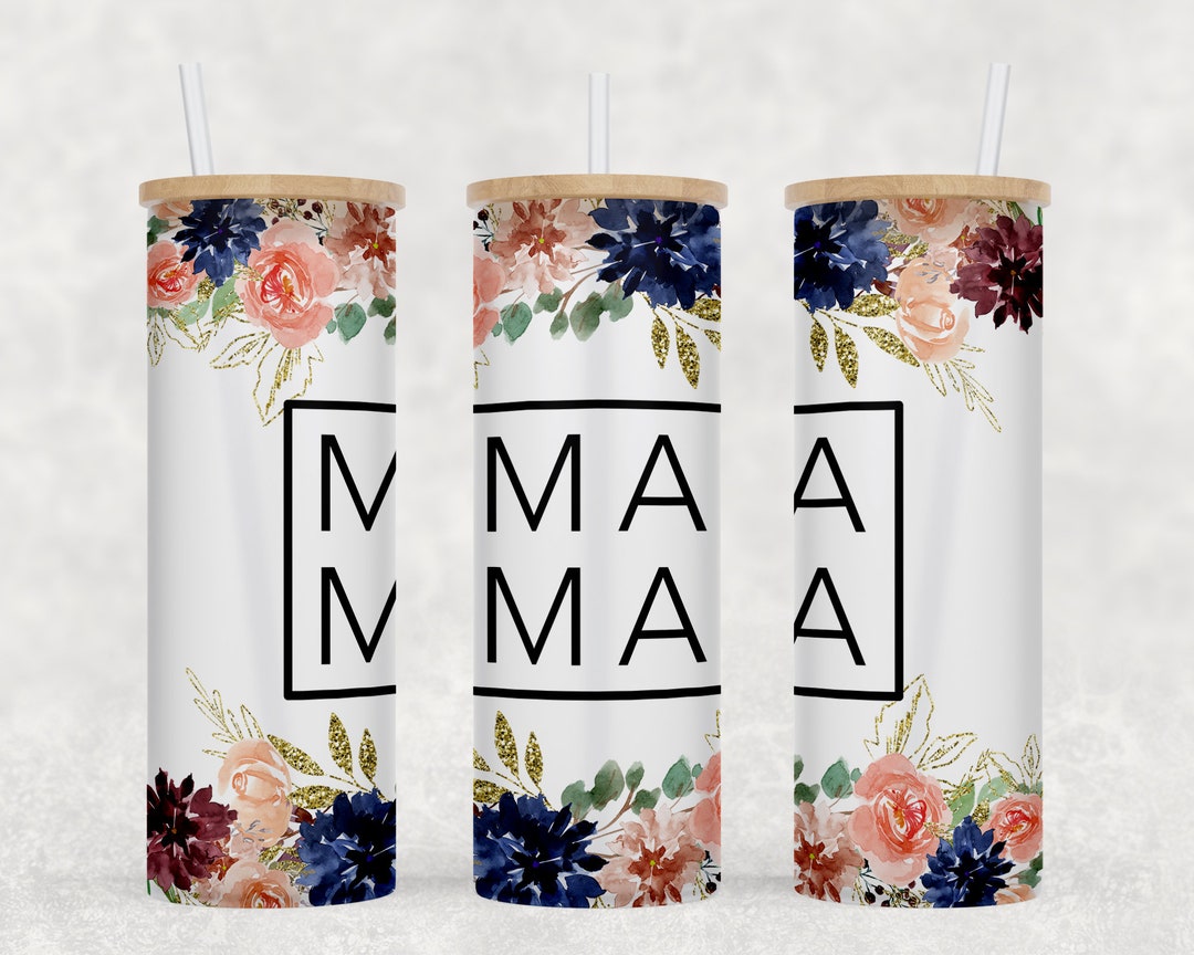 Mama Gold Floral 25 Oz Libbey Glass Can Tumbler Sublimation Design ...