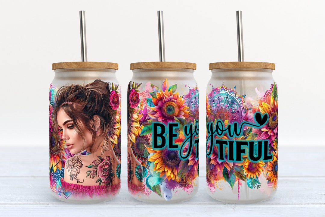 Beyoutiful Girl With Tattoos SEAMLESS 16 Oz Libbey Glass Can Tumbler ...