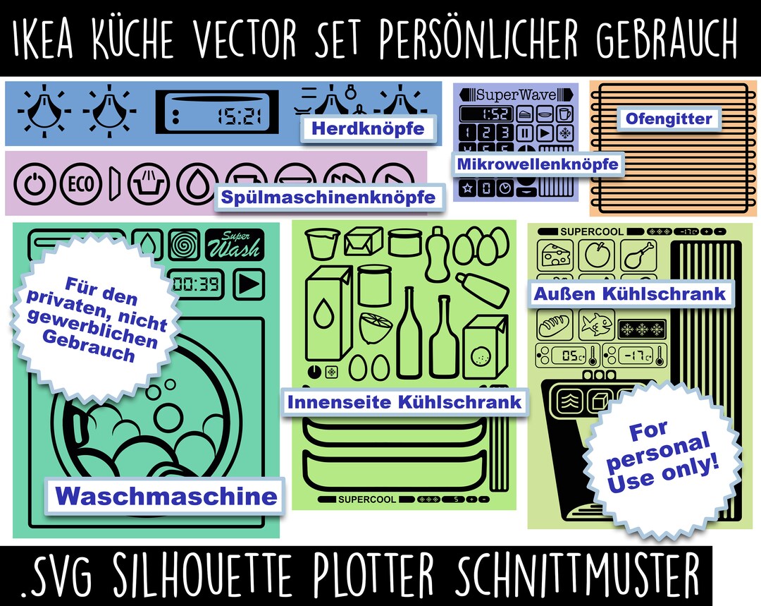 Ikea DUKTIG Kitchen Sticker Digital File DIY, Silhouette, SVG, Pattern ...