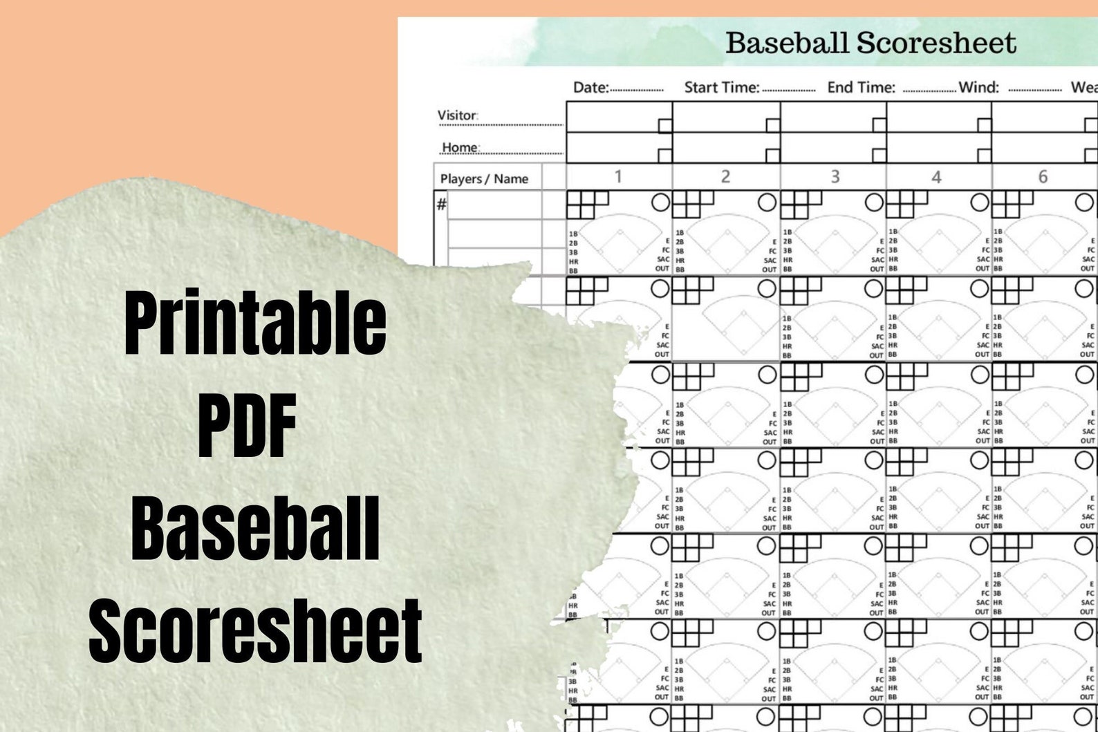 Baseball Scoresheet: Print Your Baseball Score Sheets and Score in ...