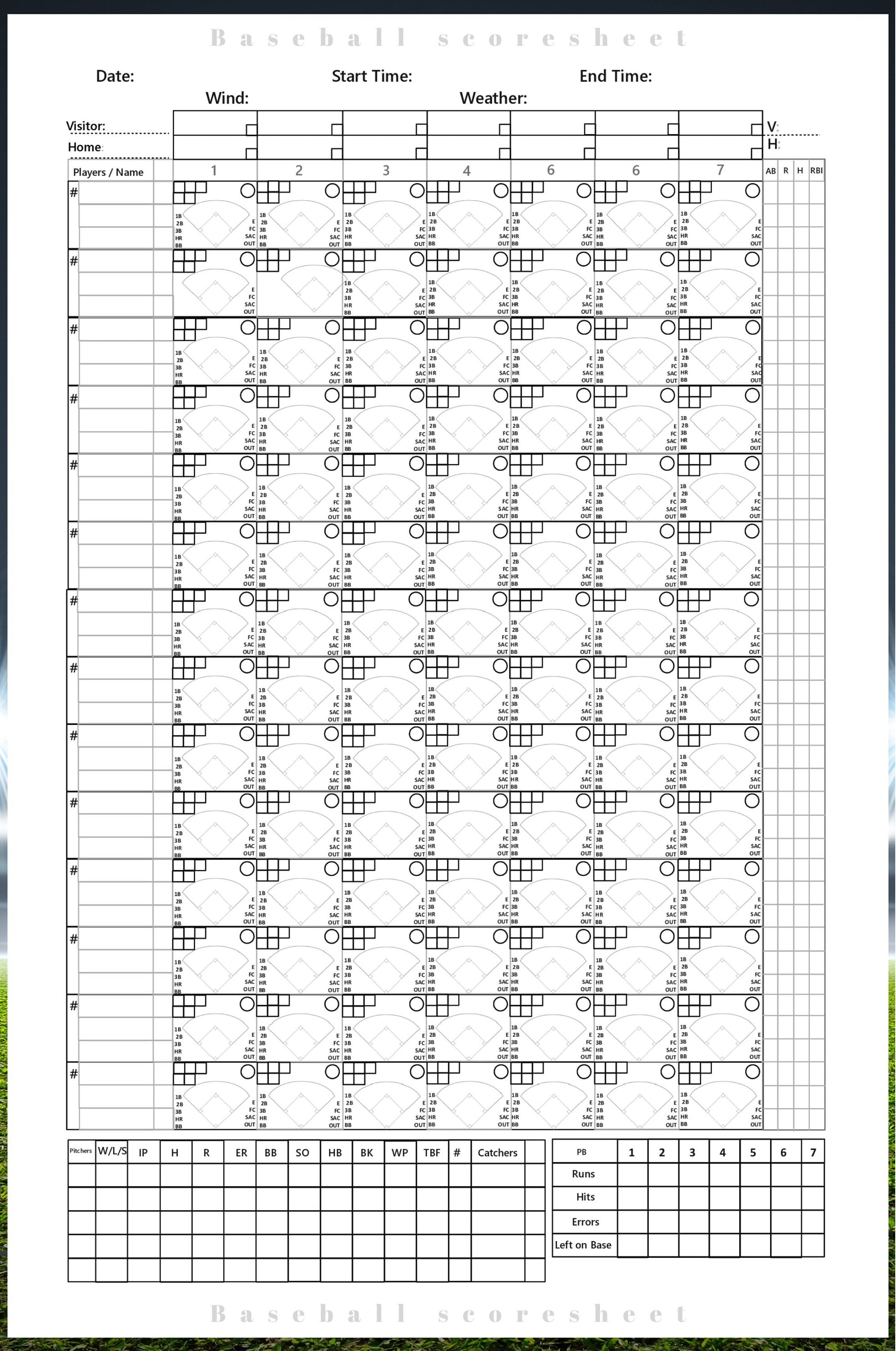 Baseball Scoresheet - Etsy