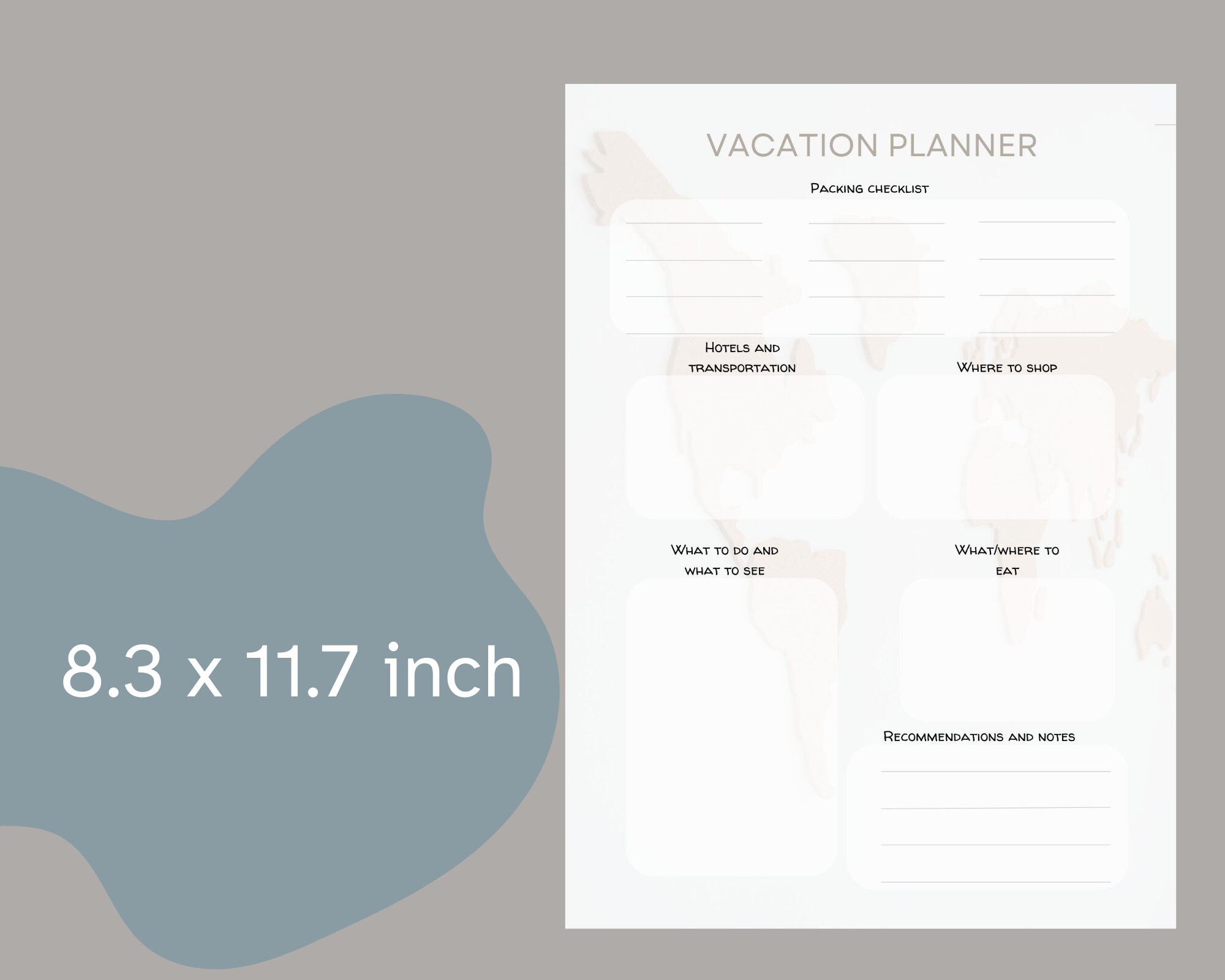 Simple Vacation Planner | Travel Checklist & Planner | Instant Download ...