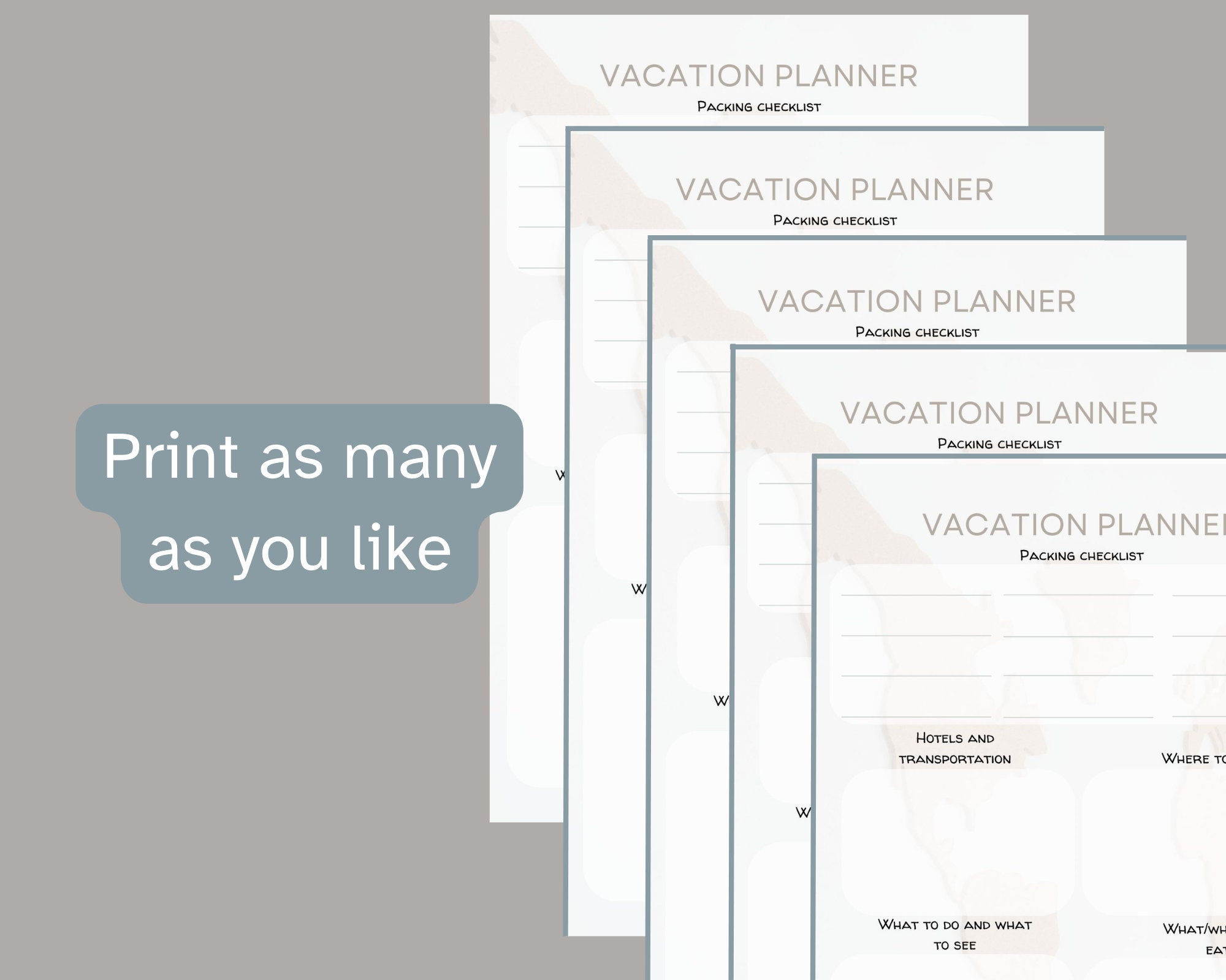 Simple Vacation Planner | Travel Checklist & Planner | Instant Download ...