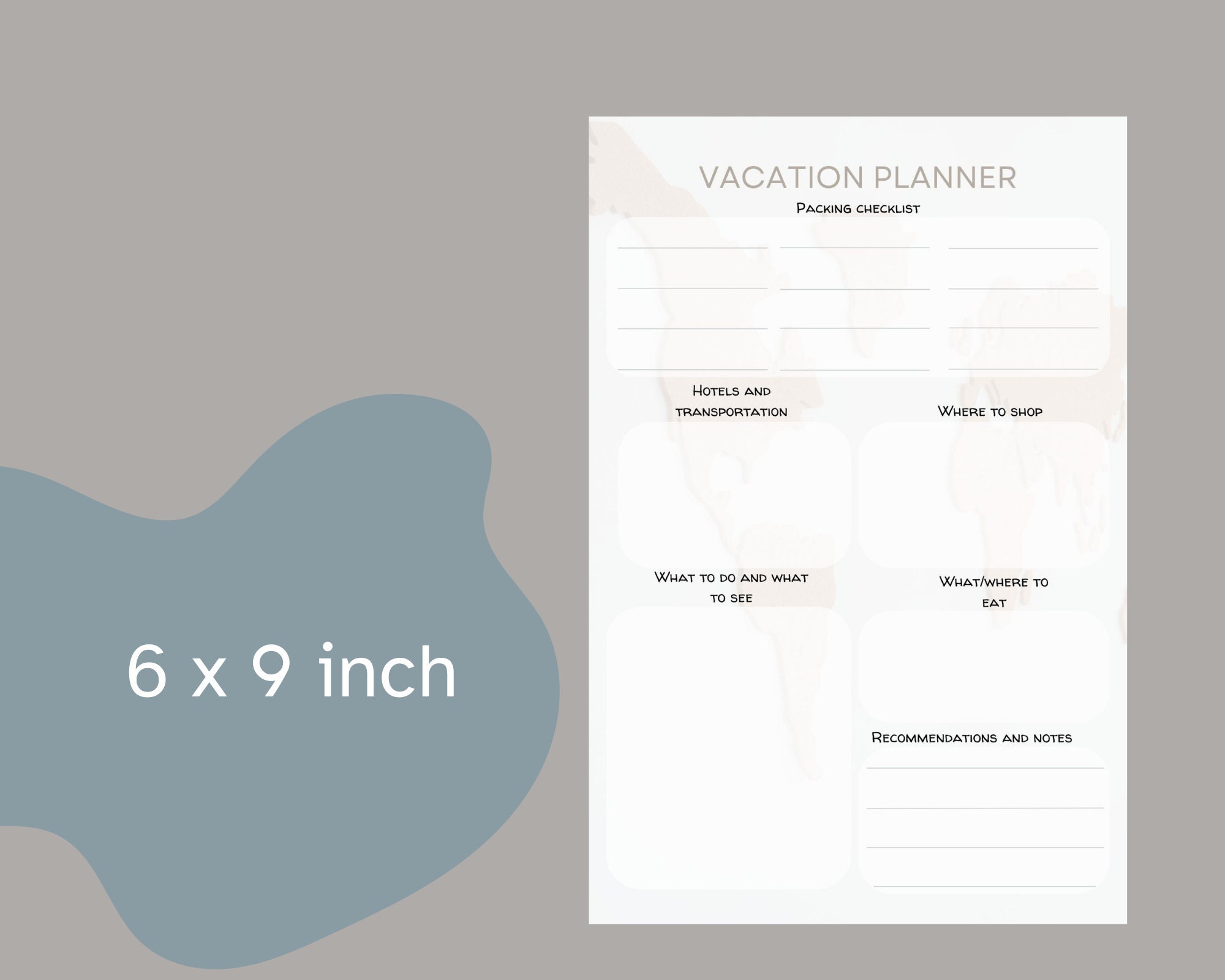 Simple Vacation Planner | Travel Checklist & Planner | Instant Download ...