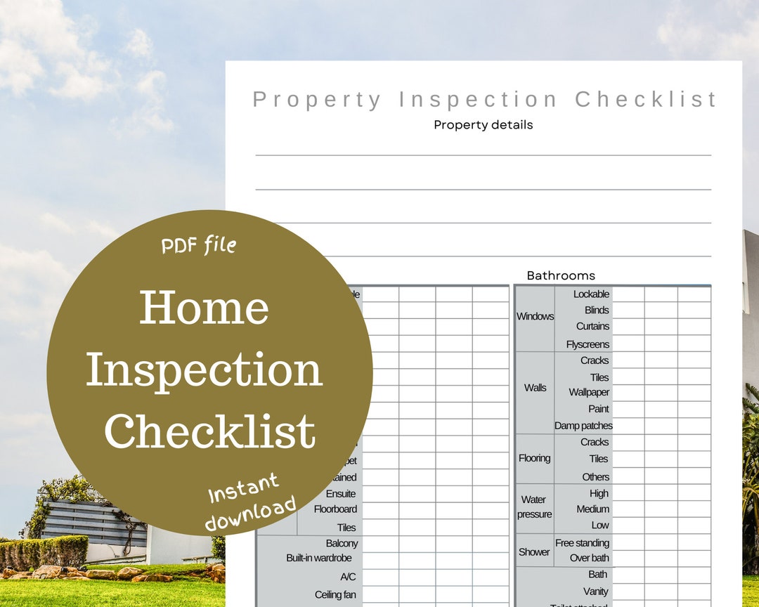 Home Property Inspection Checklist - Etsy
