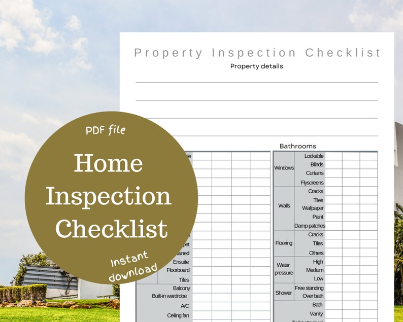 Home Property Inspection Checklist - Etsy