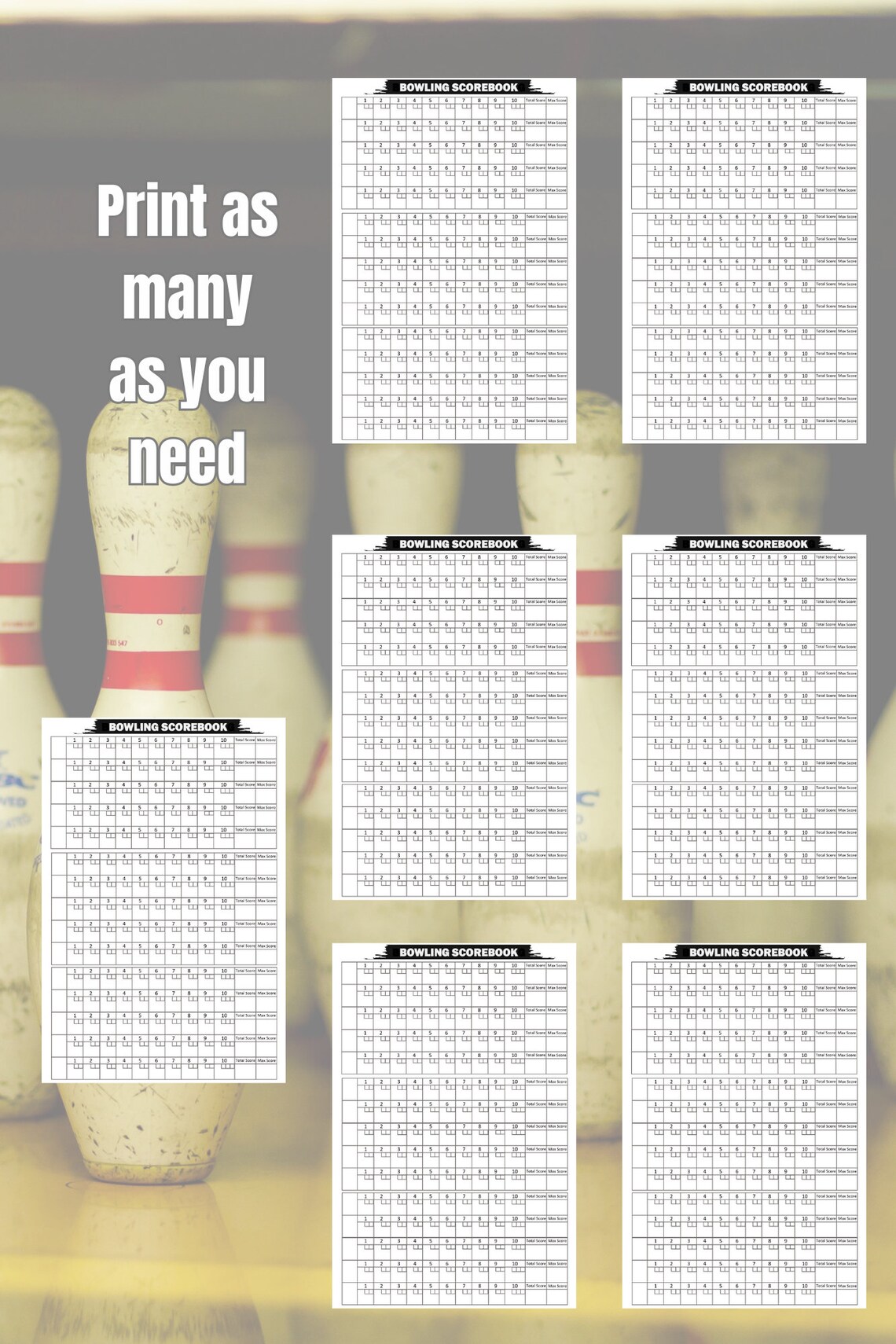 Bowling Scorebook Pdf Printable Template - Etsy