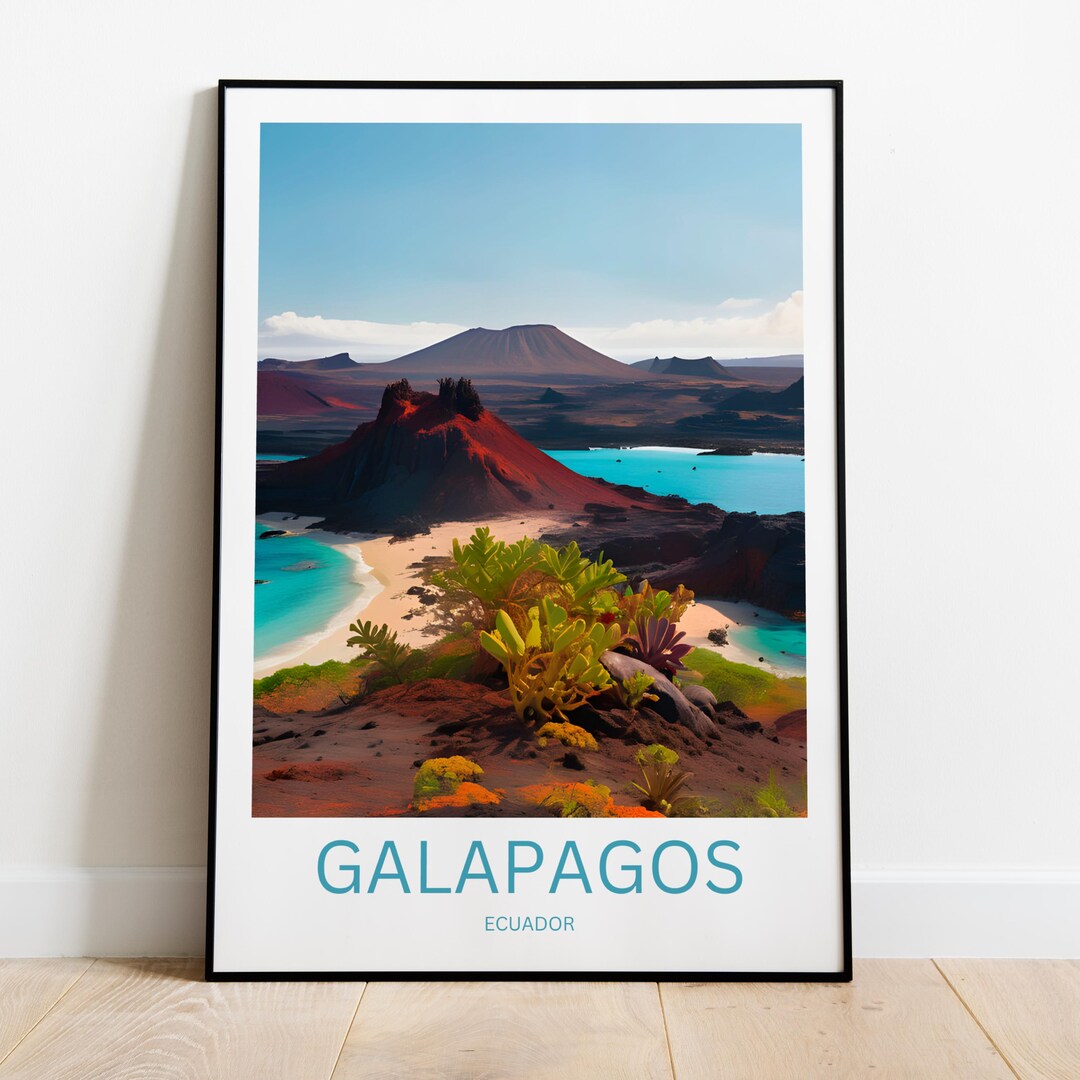 Galapagos Islands Illustration Poster Ecuador Travel Art Print ...