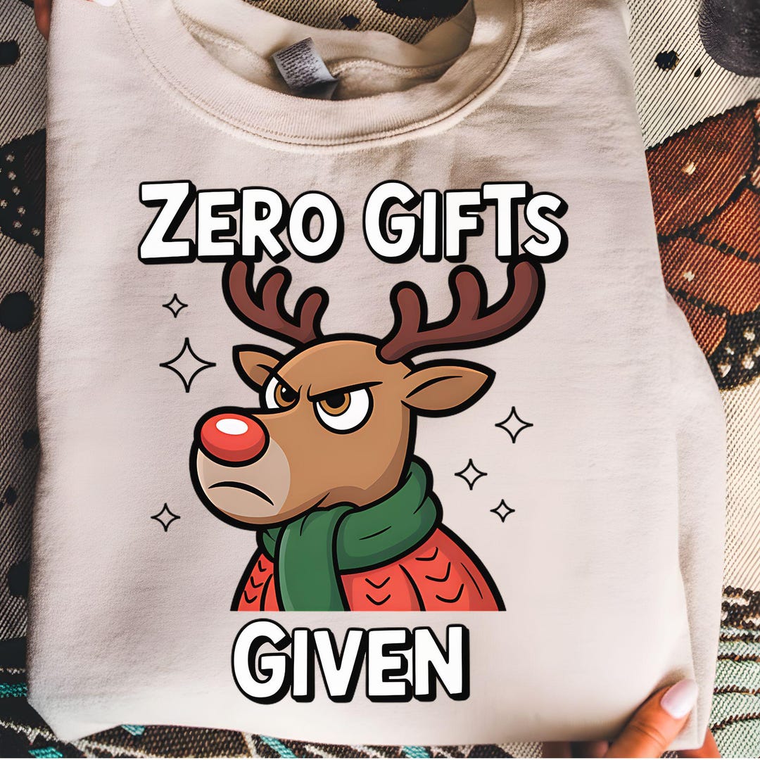 Zero Gifts Given Png, Grumpy Reindeer Christmas, Funny Christmas PNG ...