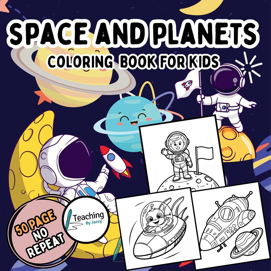 Space and Planets Coloring Book, Space Solar System Coloring Book ...