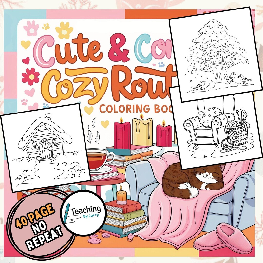 Cozy Routine Coloring Book, 40 Comfy and Cozy Coloring Pages, Drawing ...