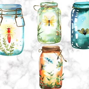 Watercolor Firefly Jars Clipart, Fantasy Fireflies PNG Format ...