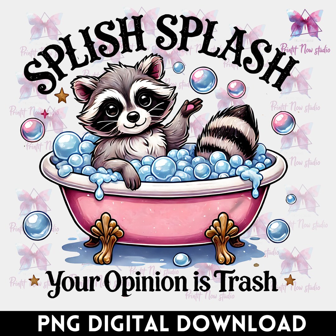 Splish Splash Your Opinion is Trash Png - Funny Raccoon Png, Humour ...