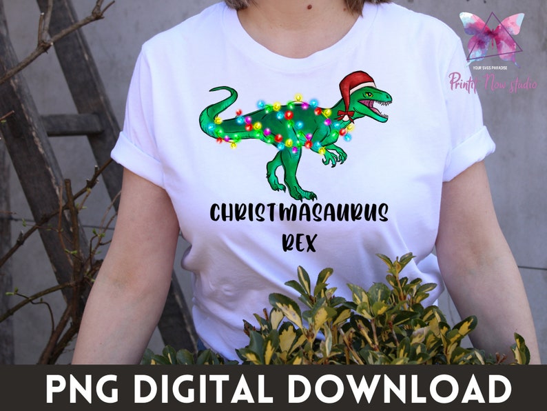 Christmasaurus Rex Png T-rex Dinosaur Sublimation Design - Etsy