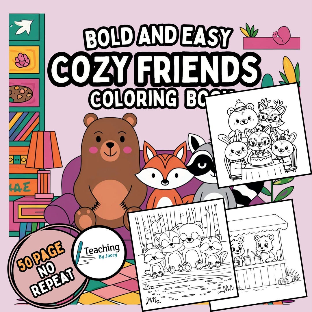 Cozy Friend Coloring Book for Adults, 50 Adorable Cozy Designs, Adults ...