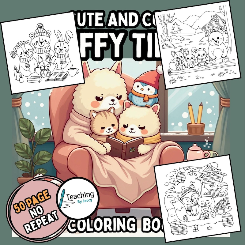 Fuzzy Hygge Coloring Book - Etsy