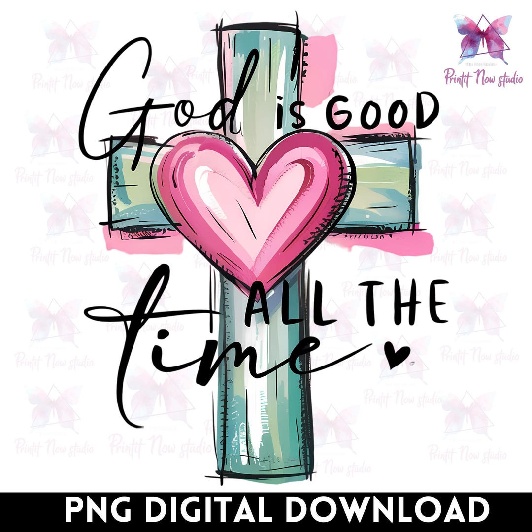 God is Good All the Time Png, Watercolor Cross PNG, Hand Drawn Cross Png, Leopard Print ...
