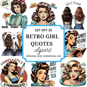 20 Sarcastic Retro Sassy Girl Clipart - Retro Vintage 1950s Clipart, Sarcastic Retro Women ...