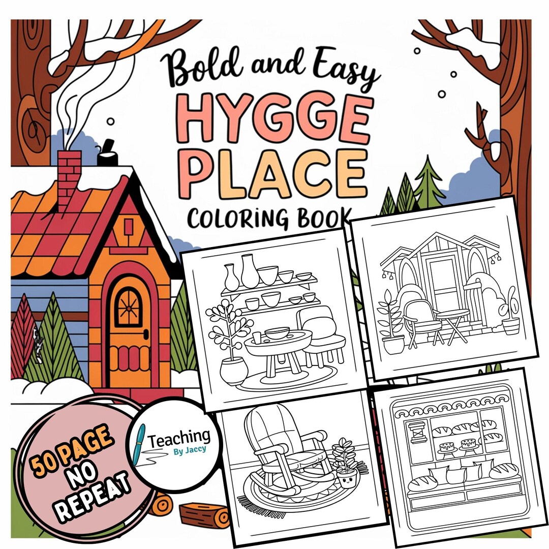 Hygge Place Bold and Easy Coloring Book, Cozy Little Corners Coloring ...