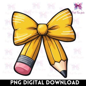 Coquette Pencil Bow Png, Coquette Teacher PNG, Pencil Bow Png, Teacher ...