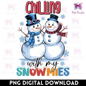 Chilling With My Snowmies Png, Retro Christmas Png, Christmas ...