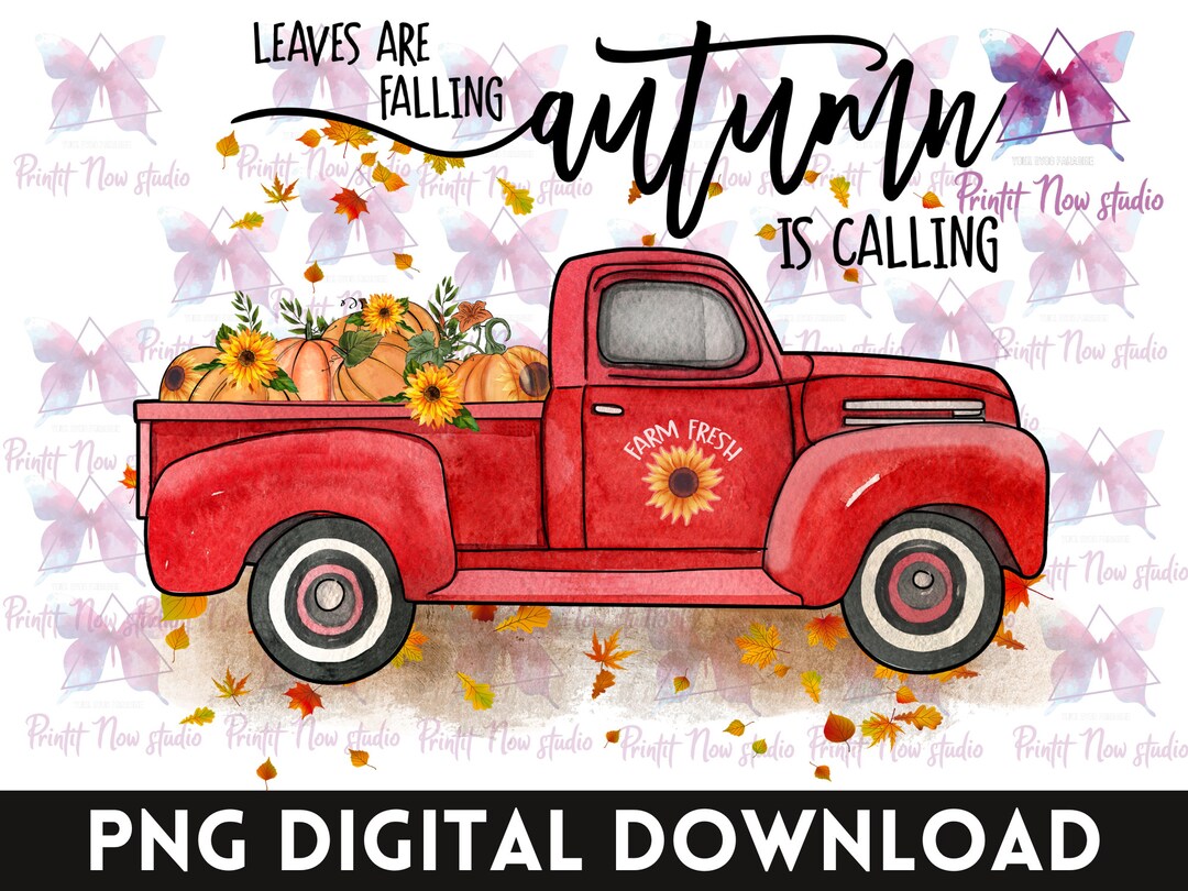 Leaves Are Falling Autumn is Calling Png, Flowers Car Png, Boho Retro ...
