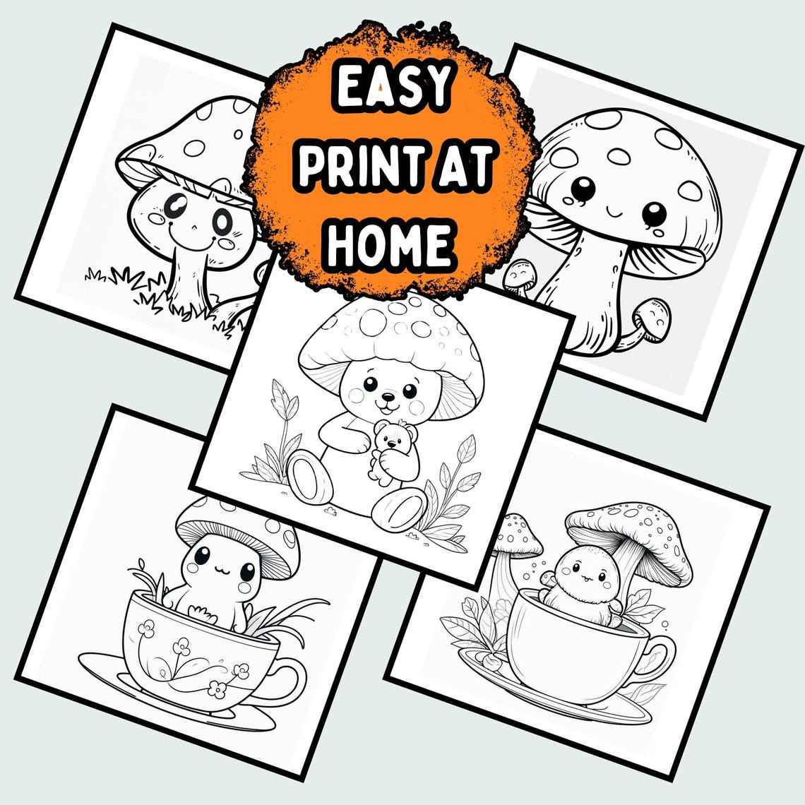 Cute Mushroom Bold and Easy Coloring Book, 50 Simple Coloring Books ...