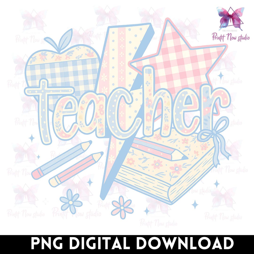 Preppy Teacher Floral Coquette Png, Teach Blue Floral Png, Teach Love ...