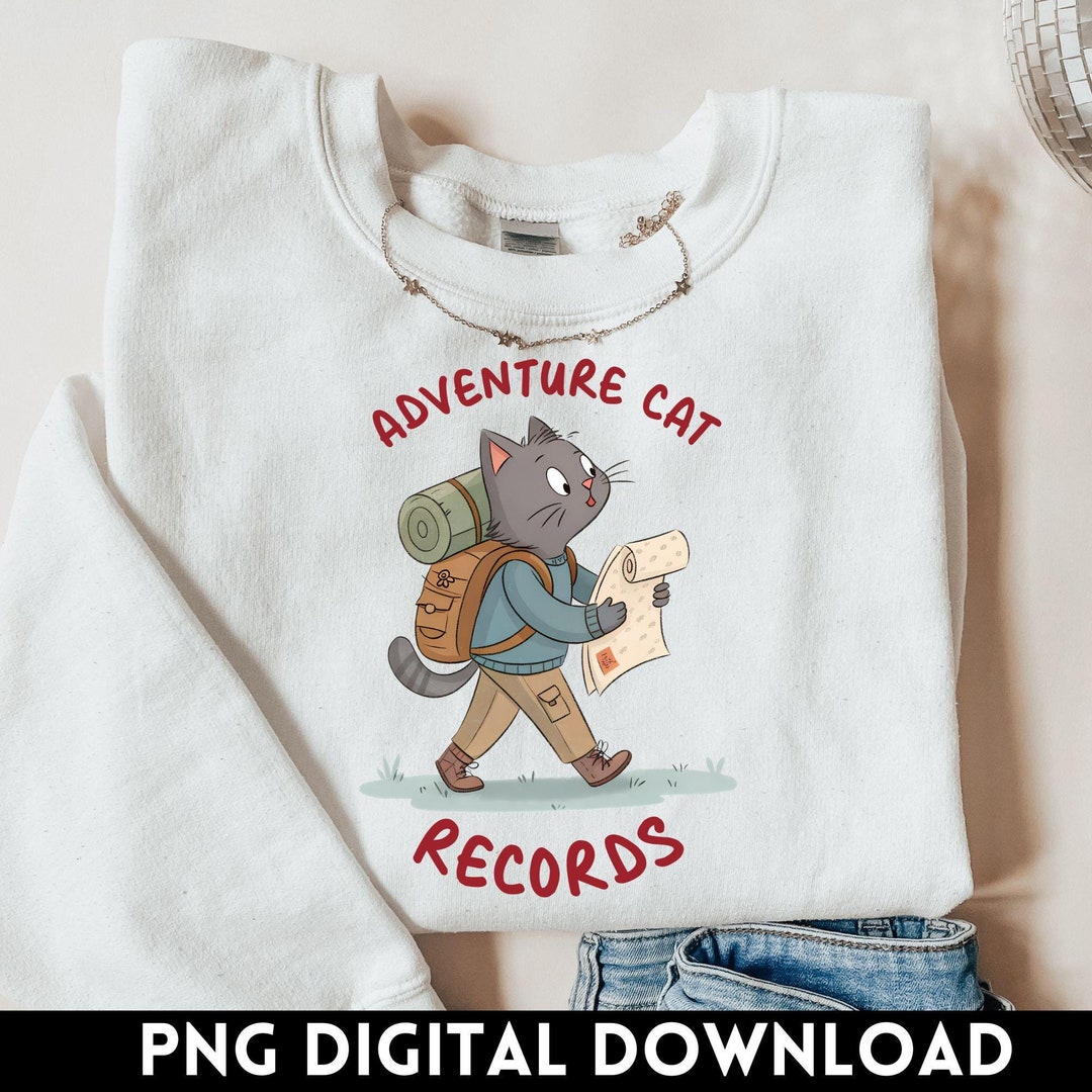 Adventure Cat Records Png, Funny Design Png, Cat Lover Design, Camping ...
