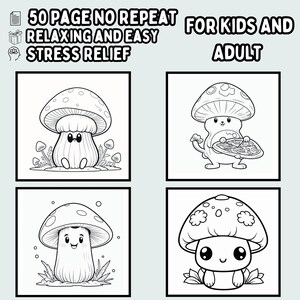 Cute Mushroom Bold and Easy Coloring Book, 50 Simple Coloring Books ...