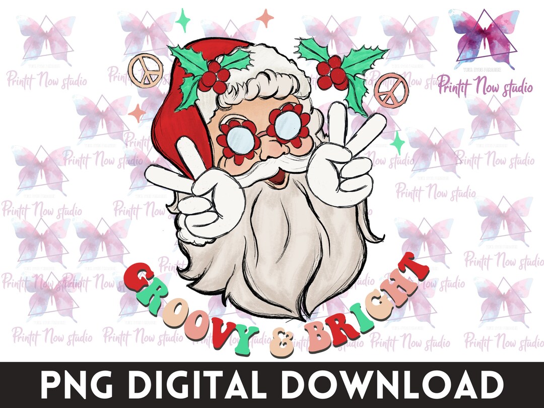 Groovy and Bright PNG Christmas Sublimation Digital Design Retro ...