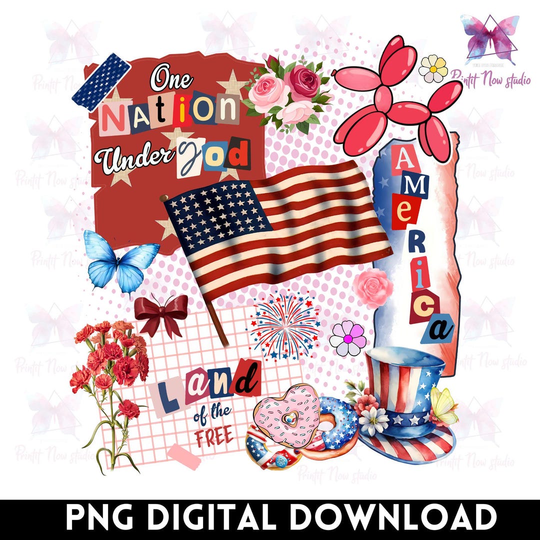 Patriotic USA Collage Sublimation PNG, Retro America Png, 4th of July ...