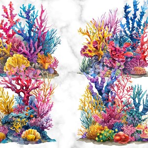 Coral Reef Clipart, Coral Reefs Watercolor Clipart, Watercolor Tropical ...