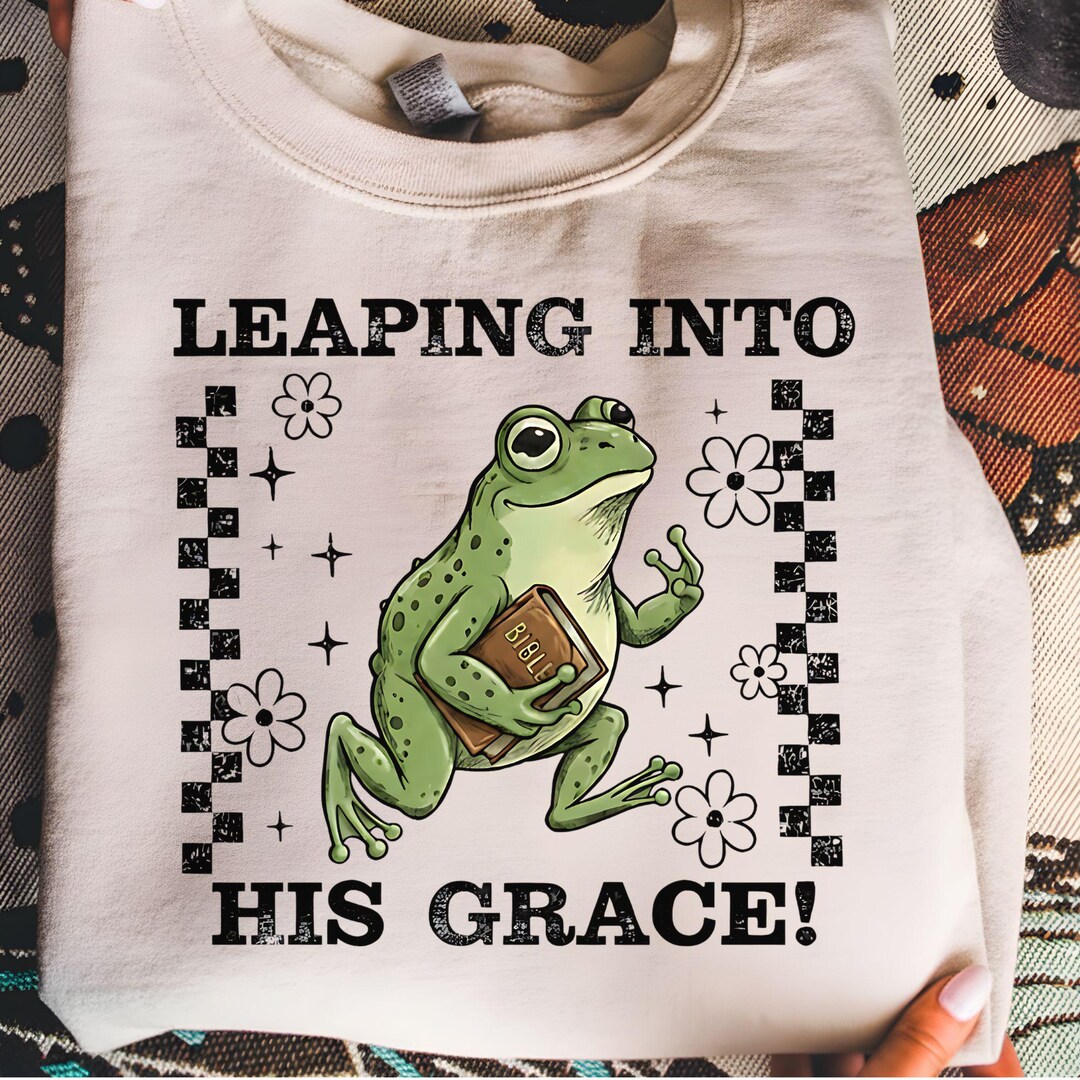 Christian Funny Frog PNG, Frog Leaping to His Grace PNG, Faith Humor ...