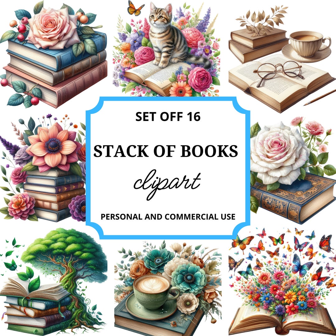 Watercolor Books Clipart Bundle 16 High Quality Images Pngs Digital ...