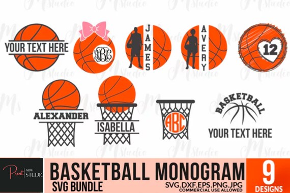 9 Custom Basketball Monogram SVG Bundles Basketball - Etsy