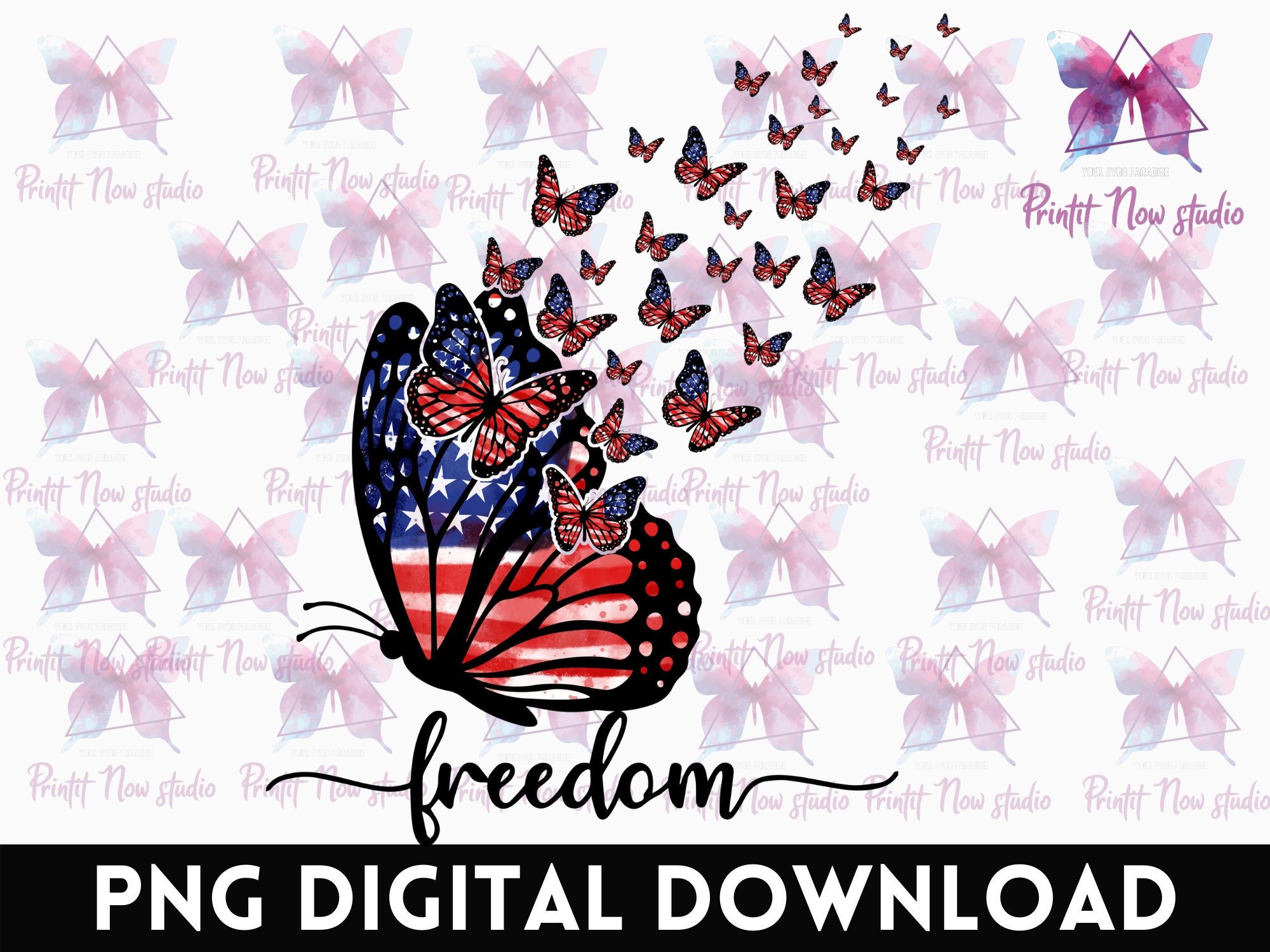 America Freedom Butterfly PNG Freedom PNG Vintage 4th of - Etsy