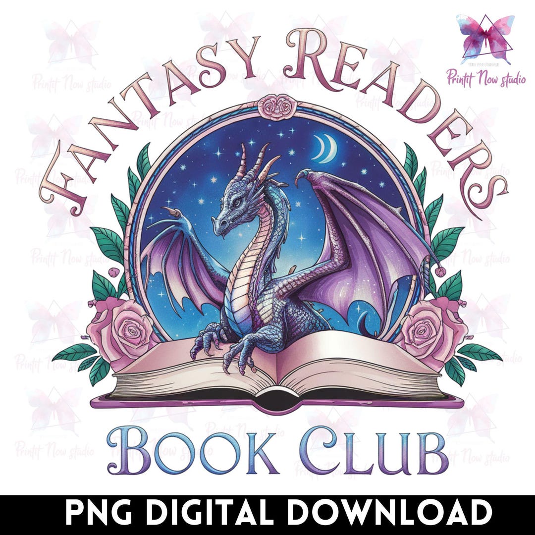 Fantasy Readers Book Club Png, Book Dragon PNG, Book Club Png Digital ...