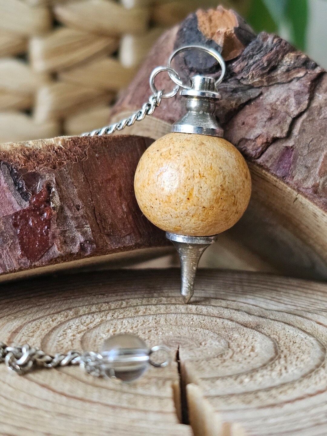 Sandalwood Pendulum, Sephoroton Pendulum, and Silver-plated Metal ...