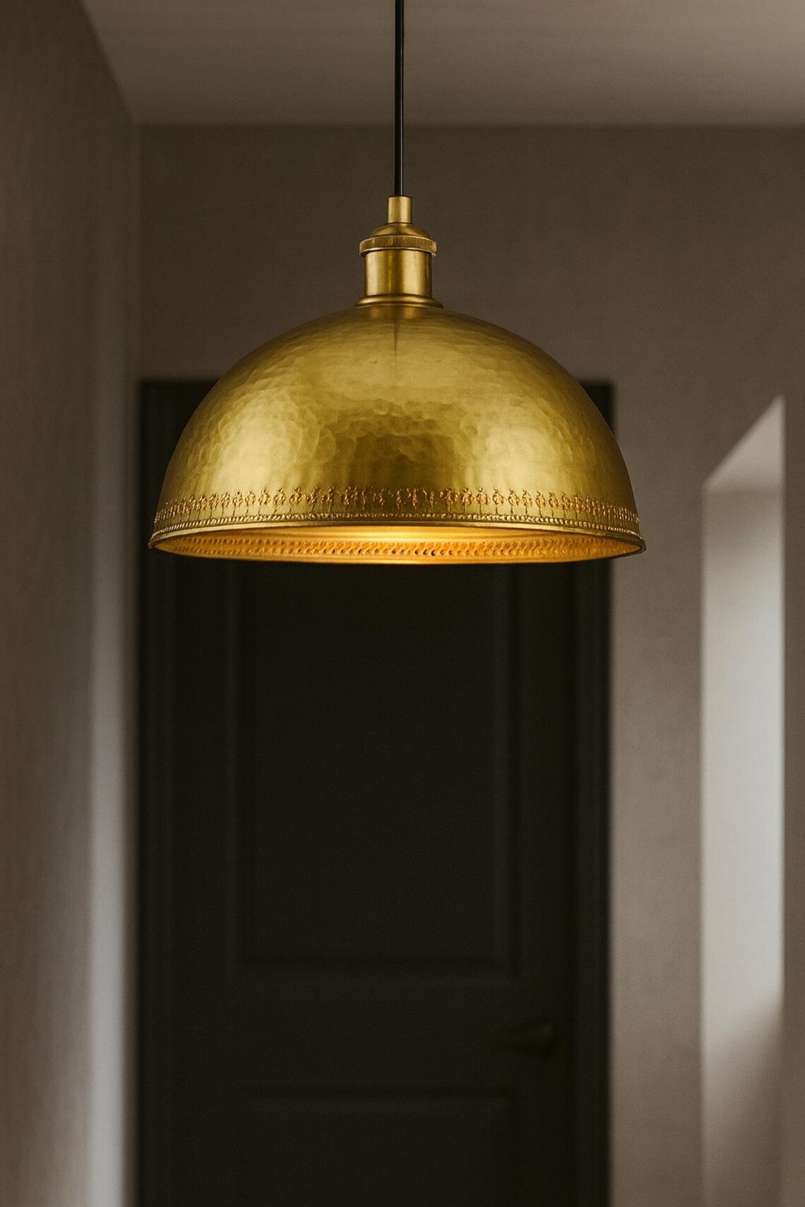 Hand-hammered Copper Dome Pendant Light - Moroccan Boho Lighting - Etsy