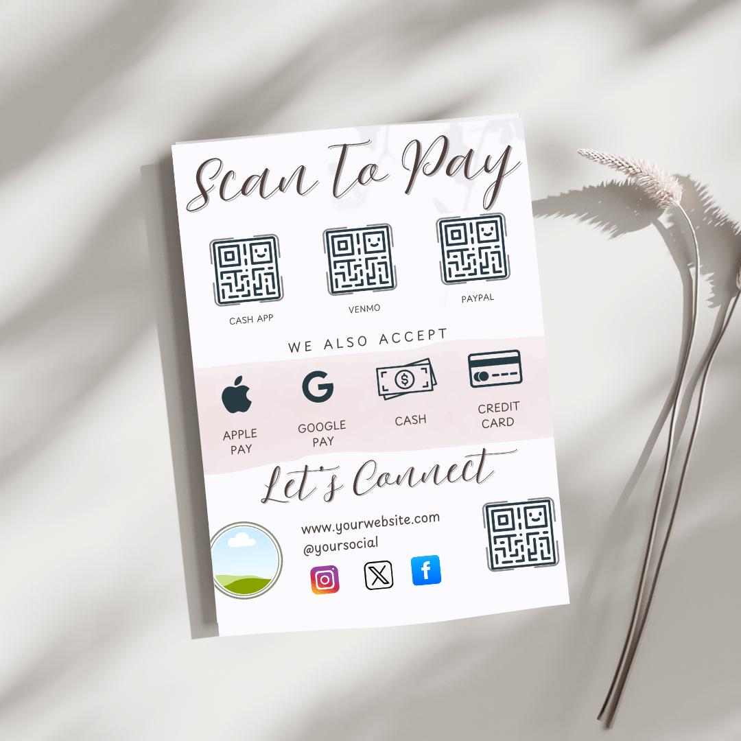 Scan to Pay Sign: Customizable QR Code Template (canva) - Etsy