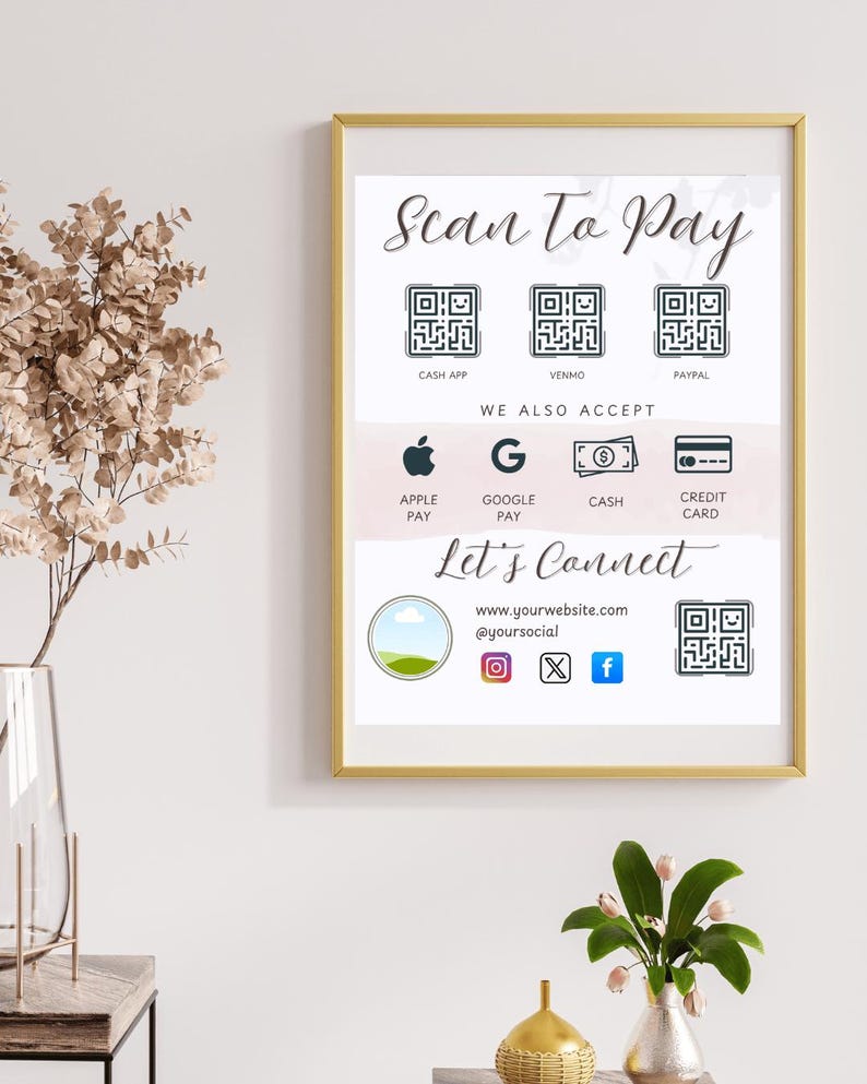 Scan to Pay Sign: Customizable QR Code Template (canva) - Etsy