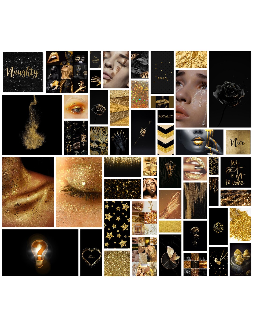 Black and Gold Glitter Wall Collage Kit (digital) 49 Pcs - Etsy