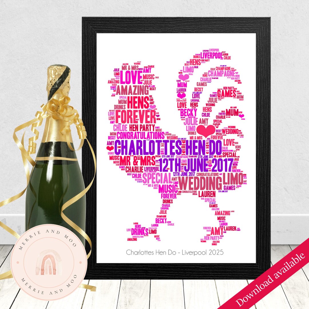 PERSONALISED Hen Do Wedding Word Art Print Wall Decor Memory Keepsake ...