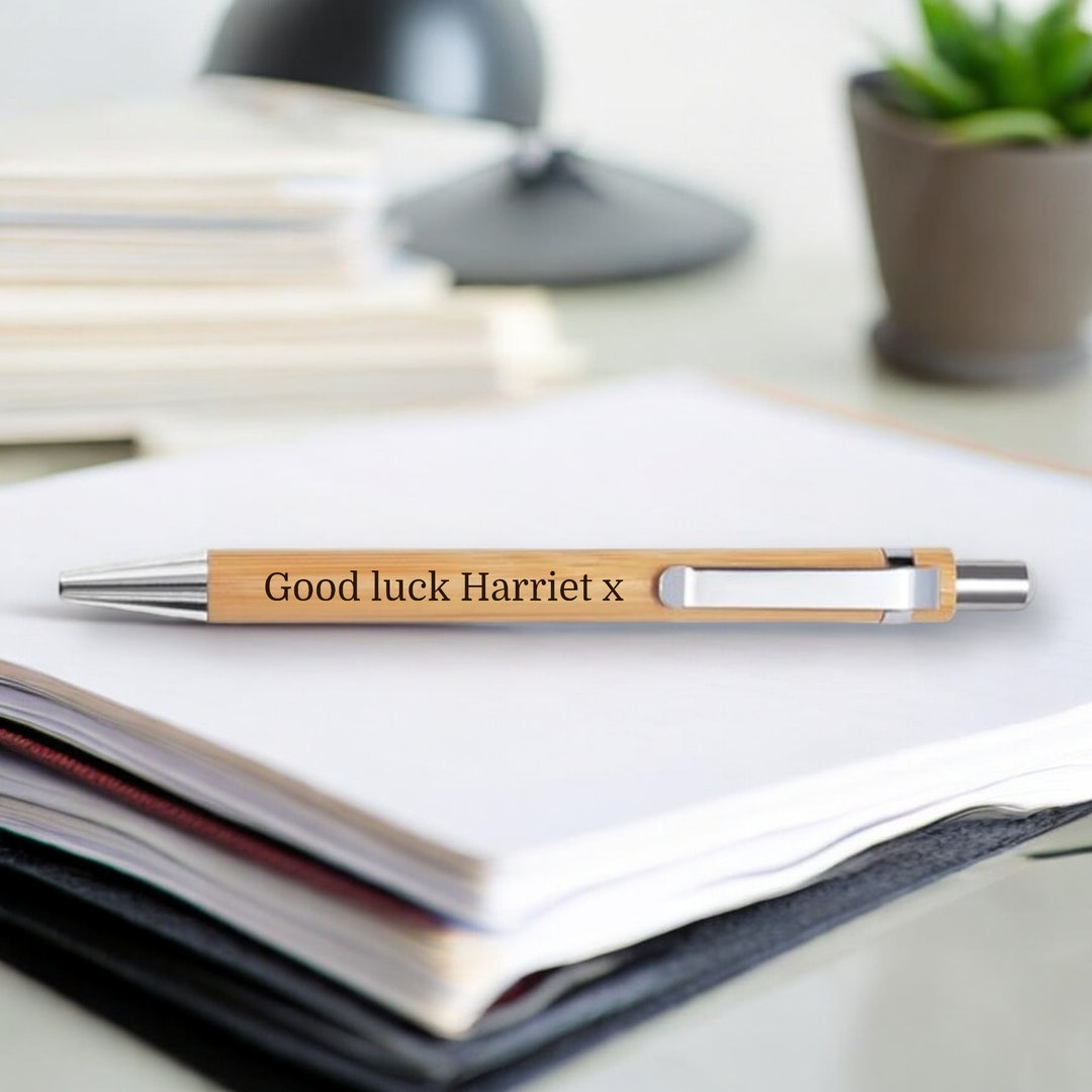 Personalised Bamboo Pen / New Job Good Luck Gift / Birthday Colleague ...