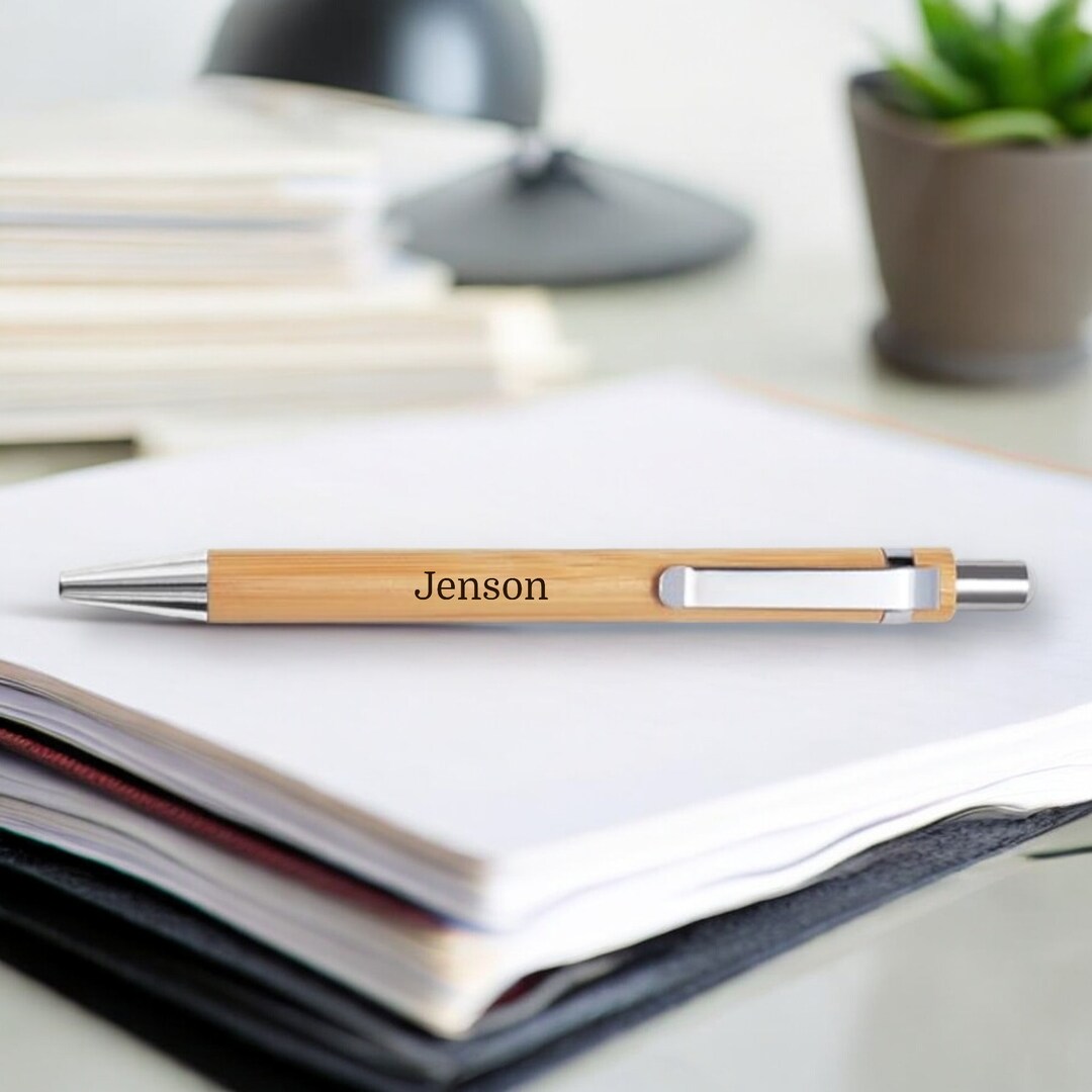Personalised Bamboo Pen / New Job Good Luck Gift / Birthday Colleague ...