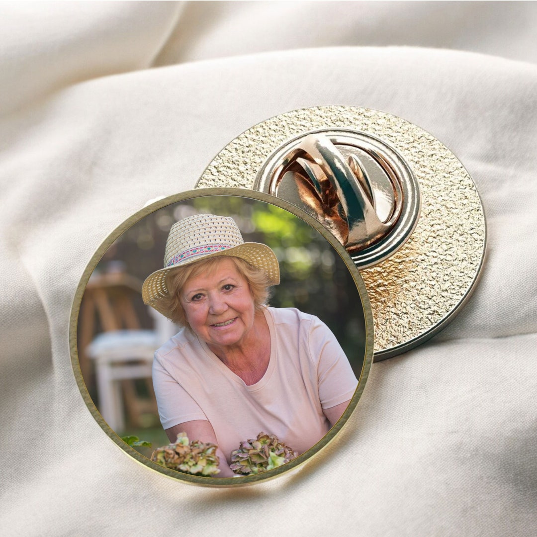 Your Image or Text Lapel Badge, Memorial Service, Funeral Keepsake ...