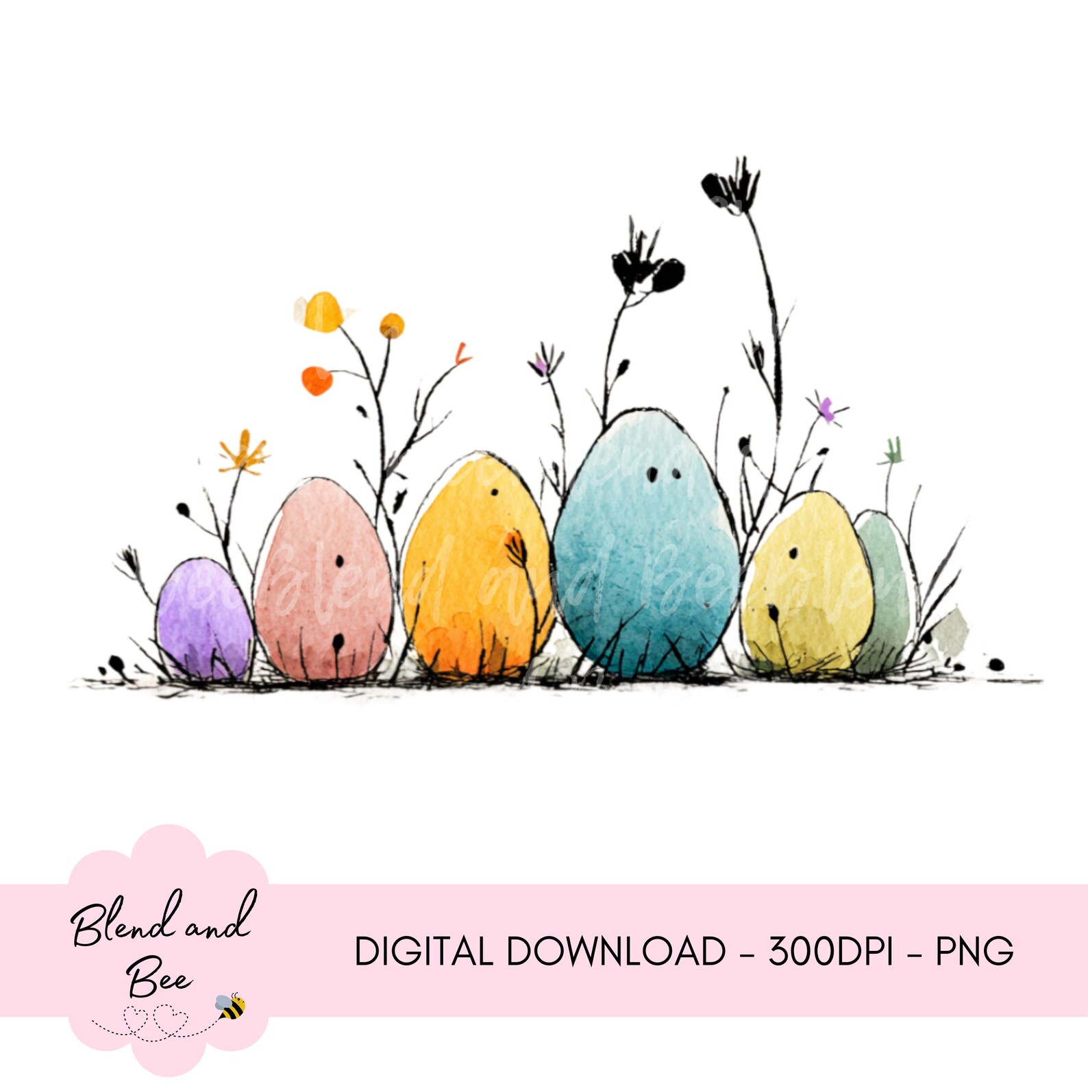 Watercolor Easter Egg Floral Frame Clipart (digital Download) - Etsy
