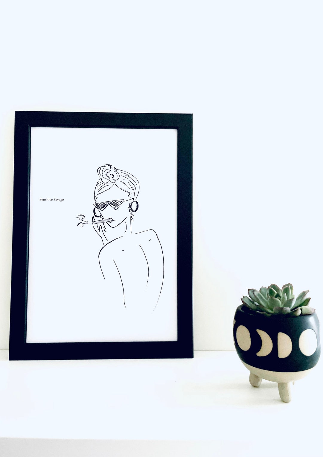 Sensitive Savage Line Drawing - Etsy